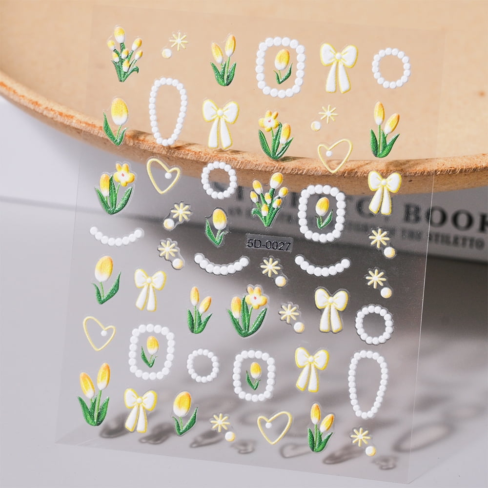 5D Embossed Macaroon Stars Decals Rainbow Heart Love 3D Nail Art ...