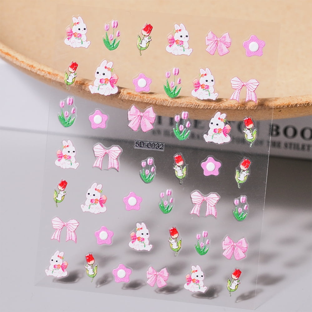 5D Embossed Macaroon Stars Decals Rainbow Heart Love 3D Nail Art ...