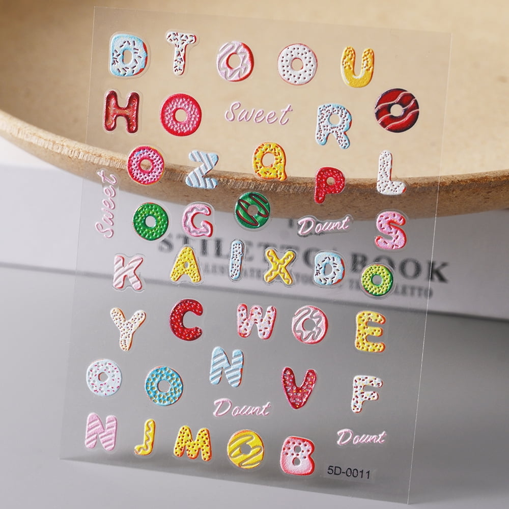 5D Embossed Macaroon Stars Decals Rainbow Heart Love 3D Nail Art ...