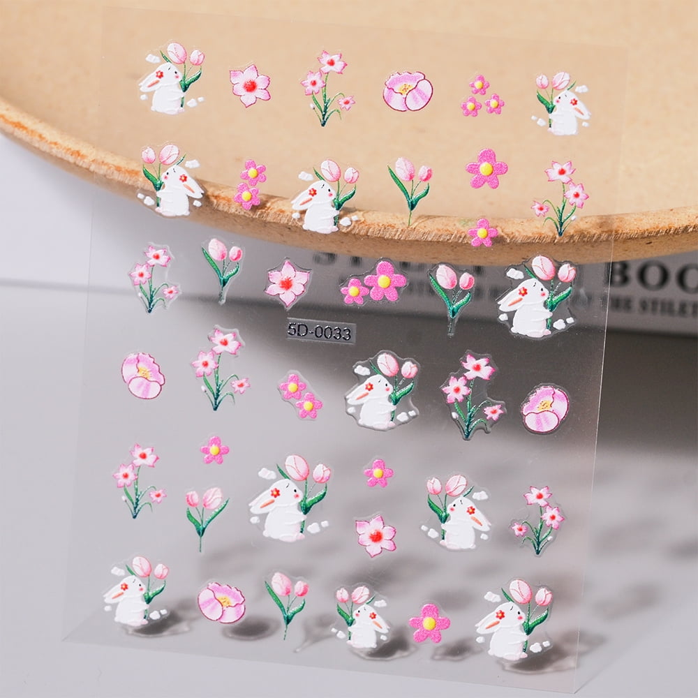 5D Embossed Macaroon Stars Decals Rainbow Heart Love 3D Nail Art ...