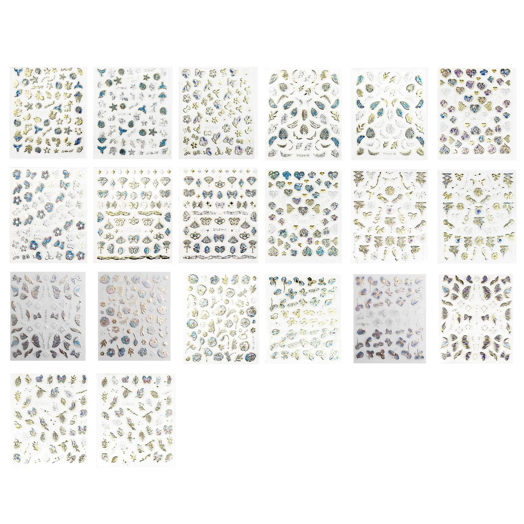 5D Embossed Nail Art Stickers Self Adhesive Flower Bow Designs Gold ...