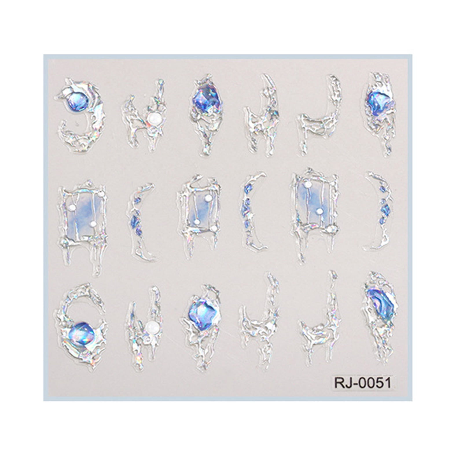 5D Embossed Nail Stickers Women 1Sheet Diamond Nail Art Stickers Self ...