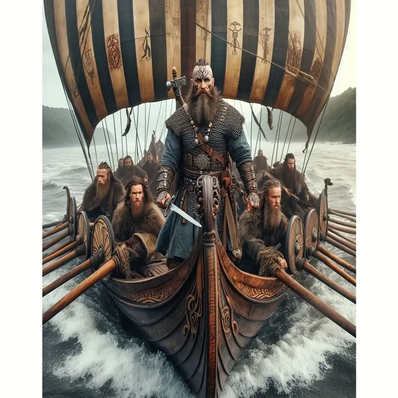 5D Embroidery Vikings Diamond Art Painting - Full Round Rhinestone ...