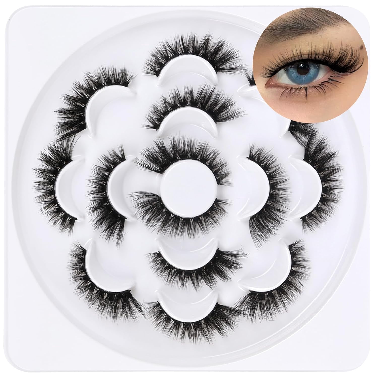 5D Faux Mink Lashes Handmade Luxurious Volume Fluffy Natural False ...