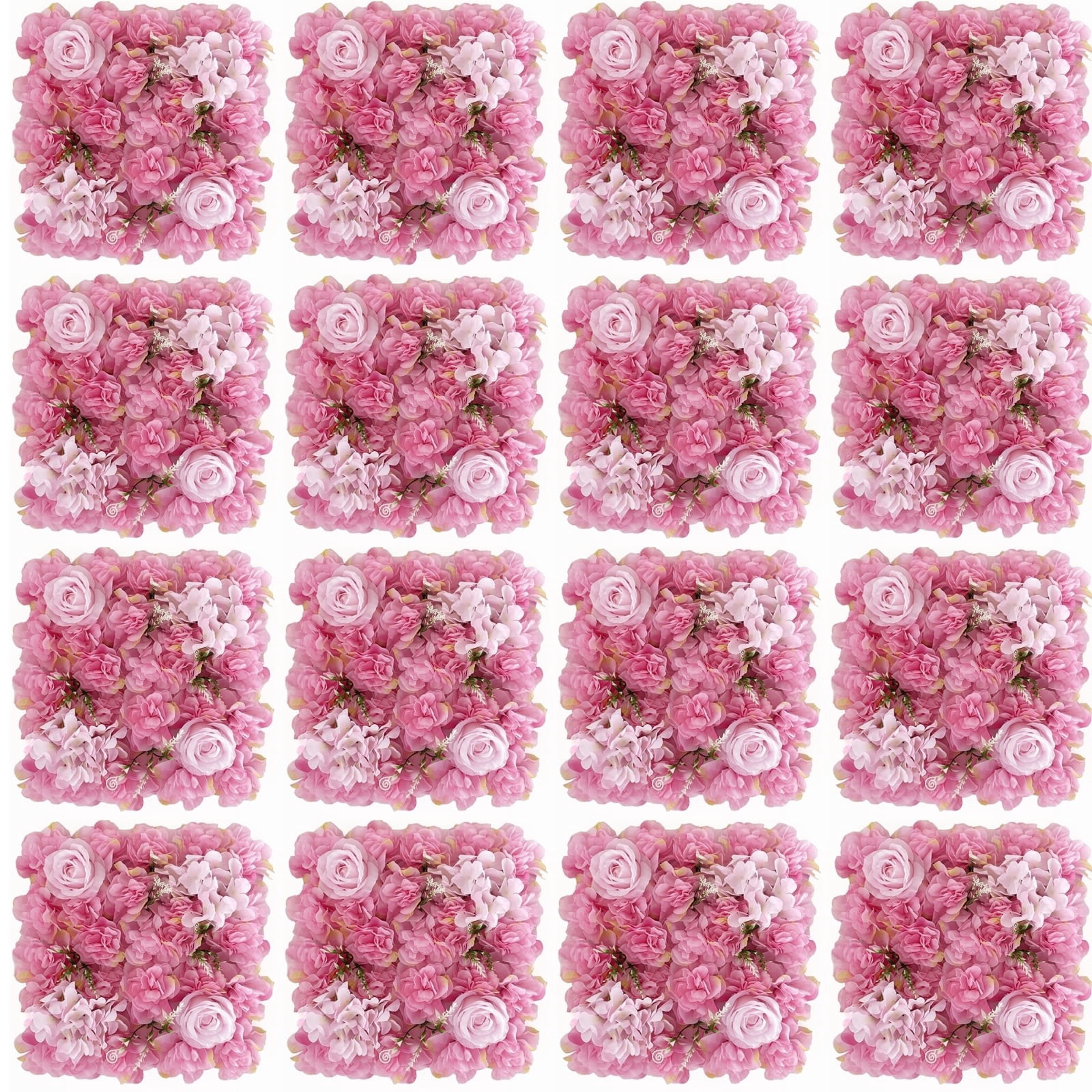 5D Flowers Wall Panel 13.7 * 13.7 inch, 16Pcs Artificial Flower Wall ...