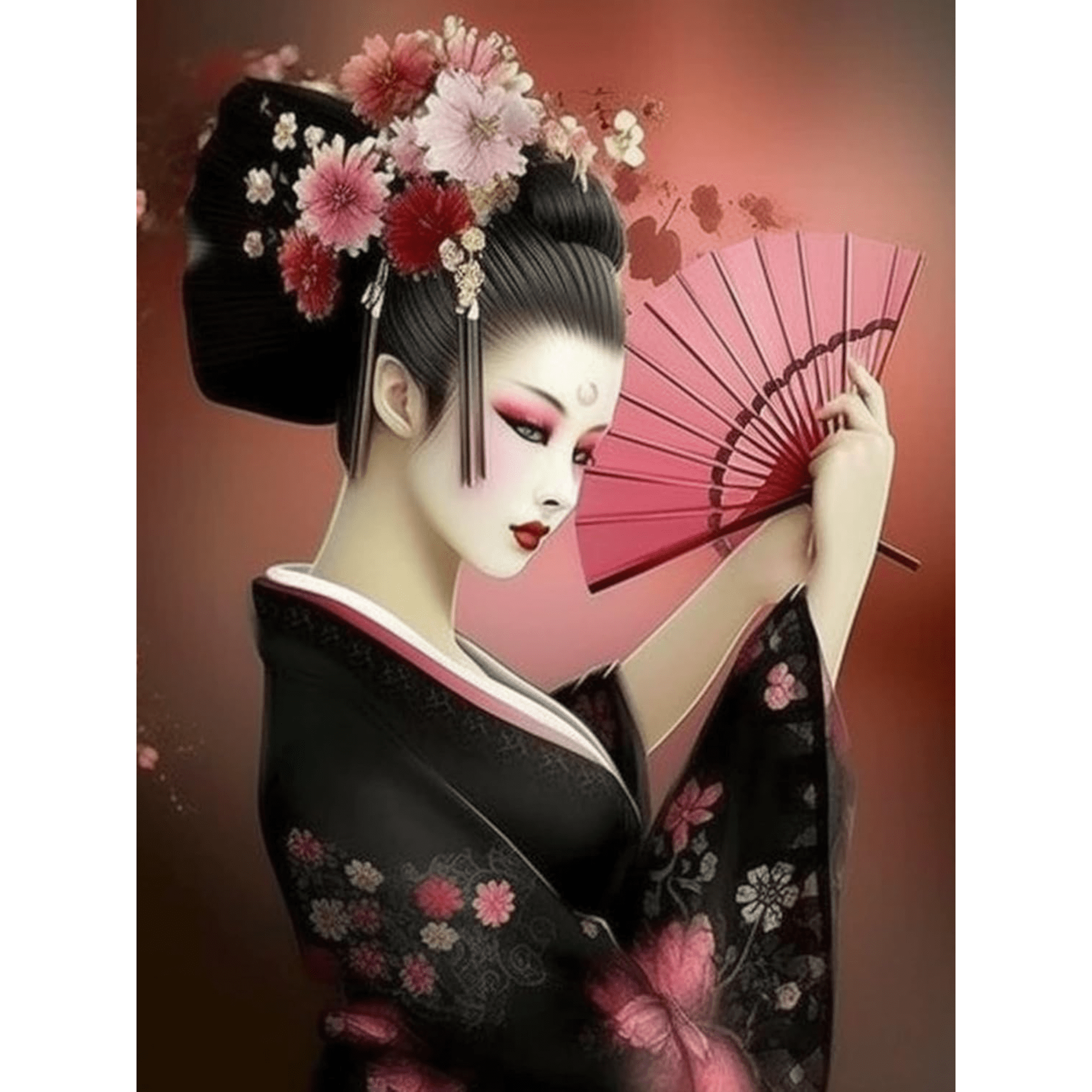 5D Geisha Diamond Art Painting Kit - DIY Diamond Art Woman, Full Round ...