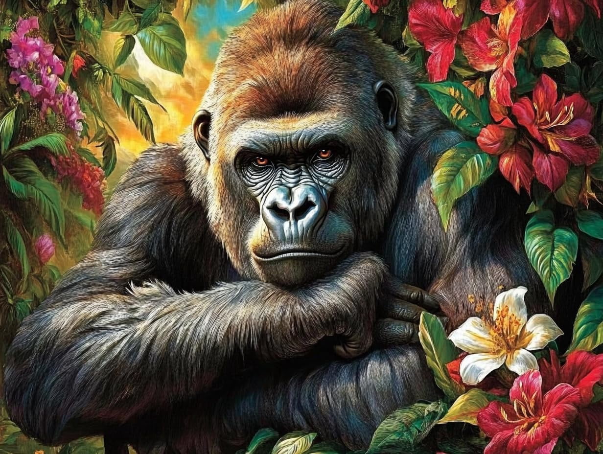 5D Gorilla Diamond Art 12x16 Inch Full Drill Diamond Painting Kits for ...