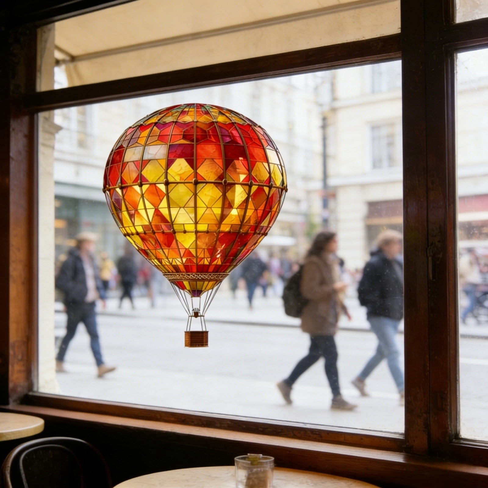 5D Hot Air Balloon Solar Light, Stained Glass Style Hanging Lamp ...