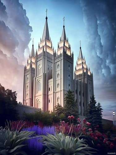 5D Landscape Diamond Salt Lake Temple Painting for Adults, Canvas Full ...