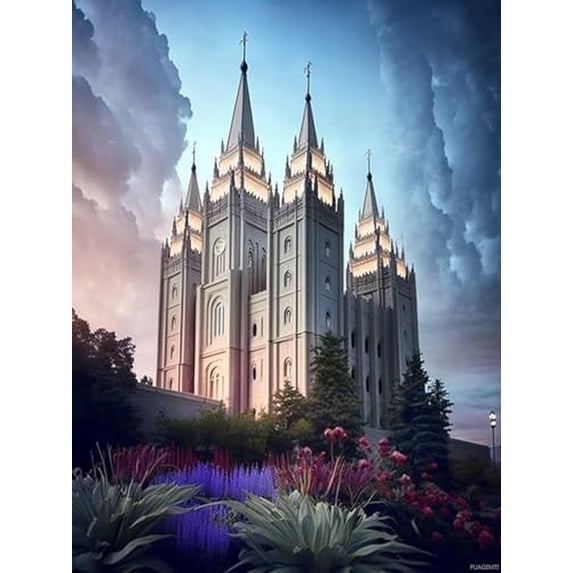 5D Landscape Diamond Salt Lake Temple Painting for Adults, Canvas Full ...