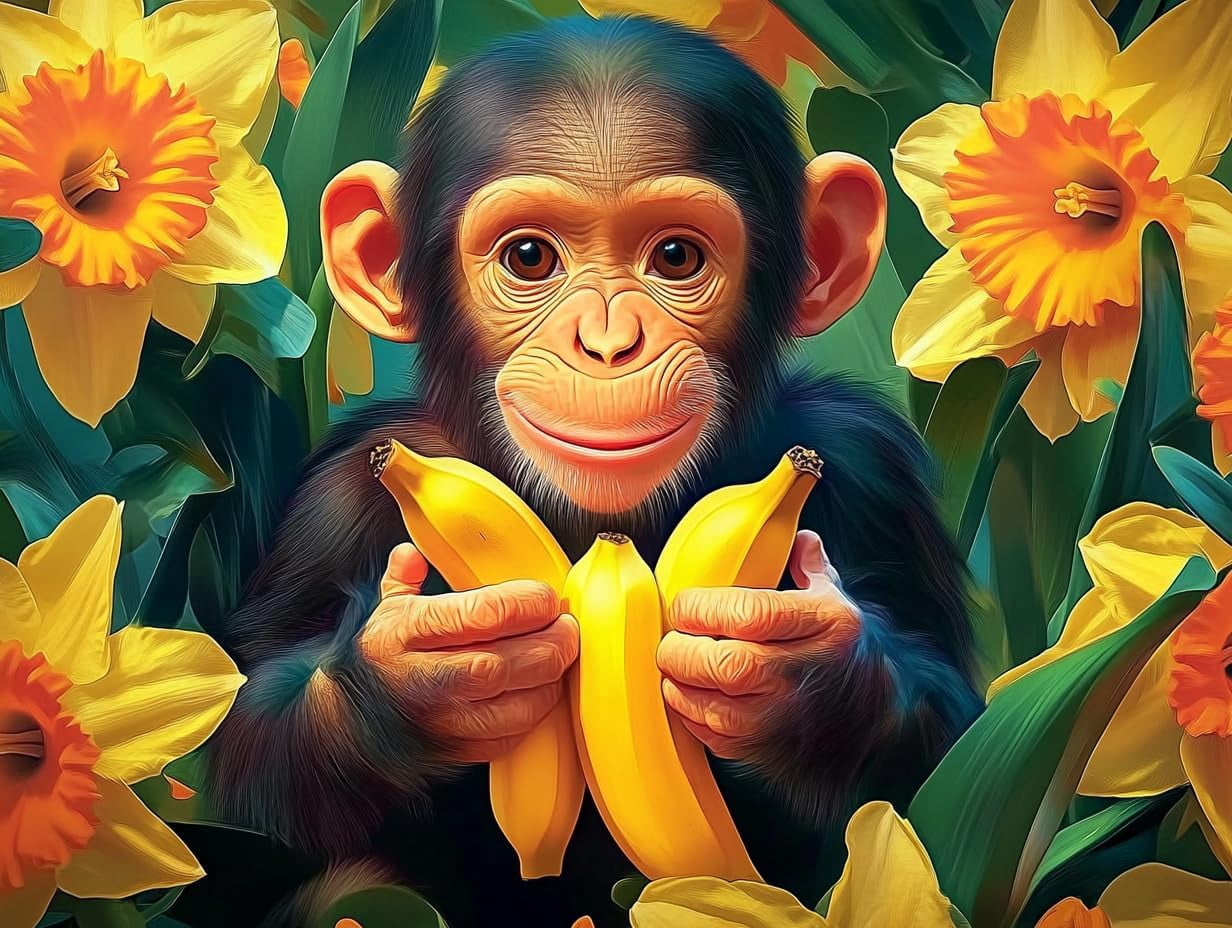 5D Monkey Diamond Art 12x16 Inch Full Drill Diamond Painting Kits for ...