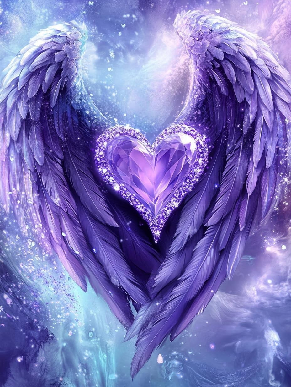 5D Purple Love Angel Wings Diamond Art 12x16 Inch Full Drill Diamond ...