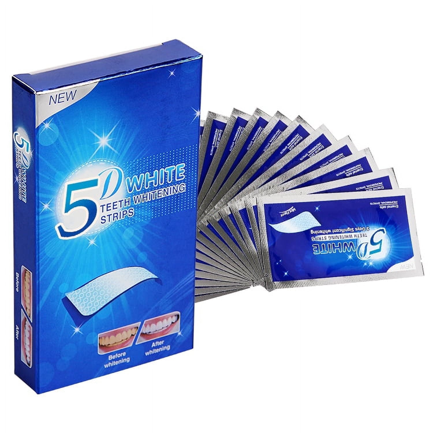 5D Teeth Whitening Strips Helps to Remove Stains from Coffee, Smoking ...