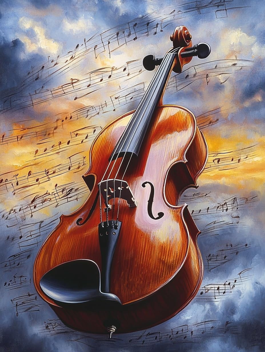 5D Violin Cello Music Musical Notes Diamond Art 12x16 Inch Full Drill ...