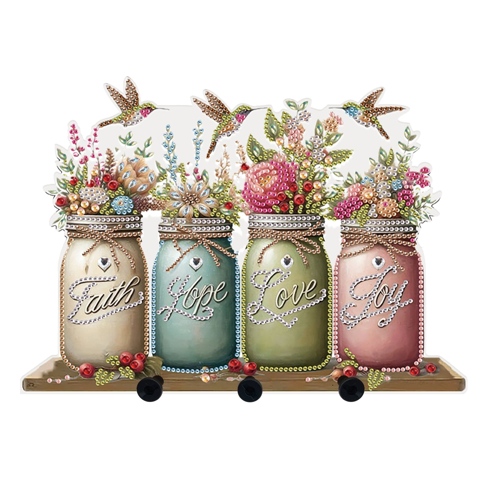 5D diamond art painting kit, bird flying on flowers DIY hook holder ...