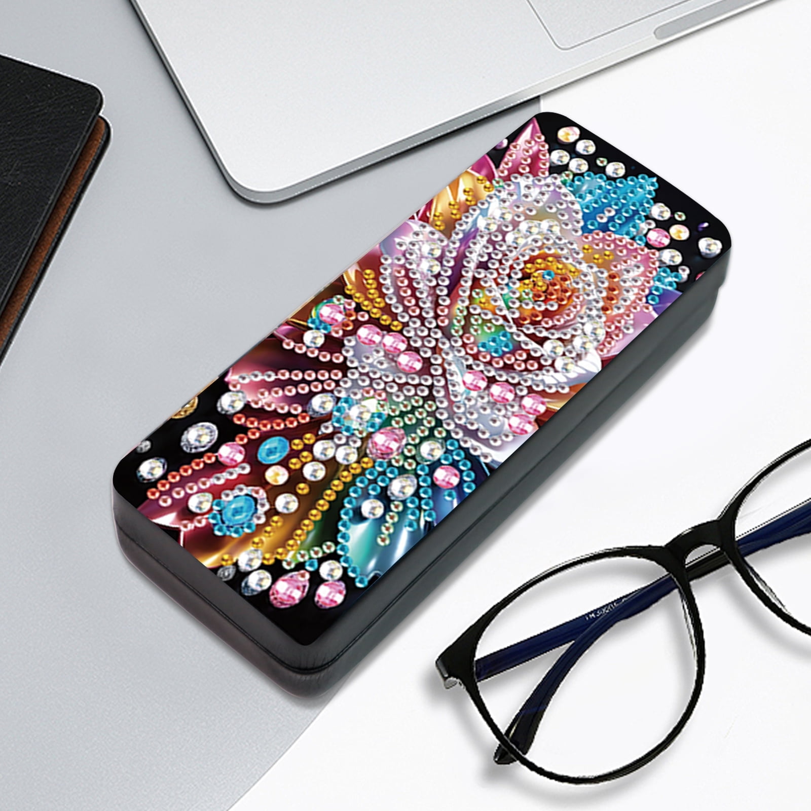 5D diamond art painting kit eyeglasses case, DIY colourful rose ...