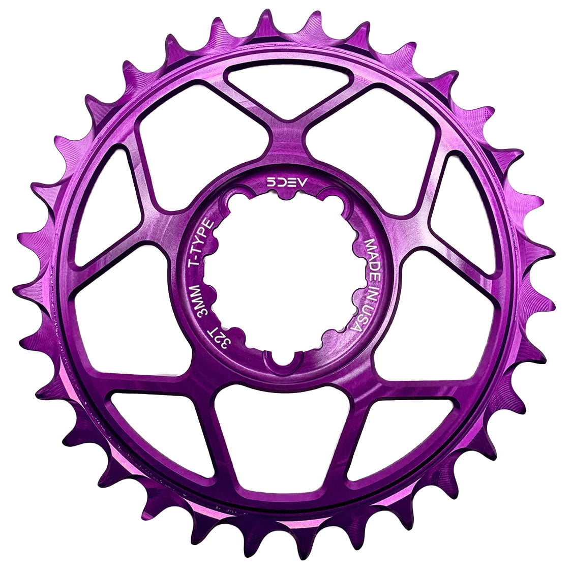 5Dev T-Type 3-Bolt Chainring, 3mm Offset, 30T - Purple - Walmart.com