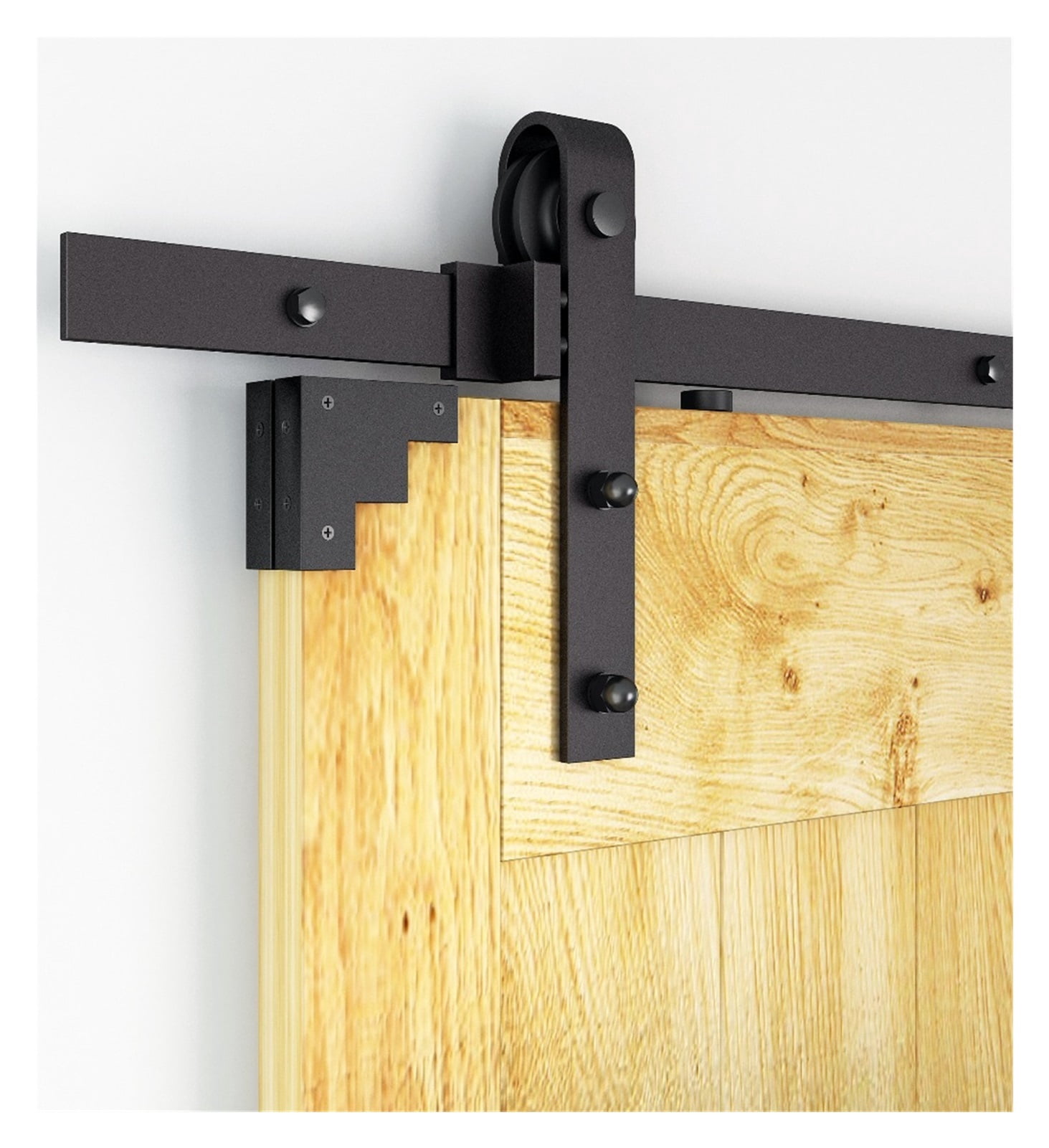 5FT-10FT Rustic Black Classic Rail Sliding Barn Door Kit Hardware Barn ...