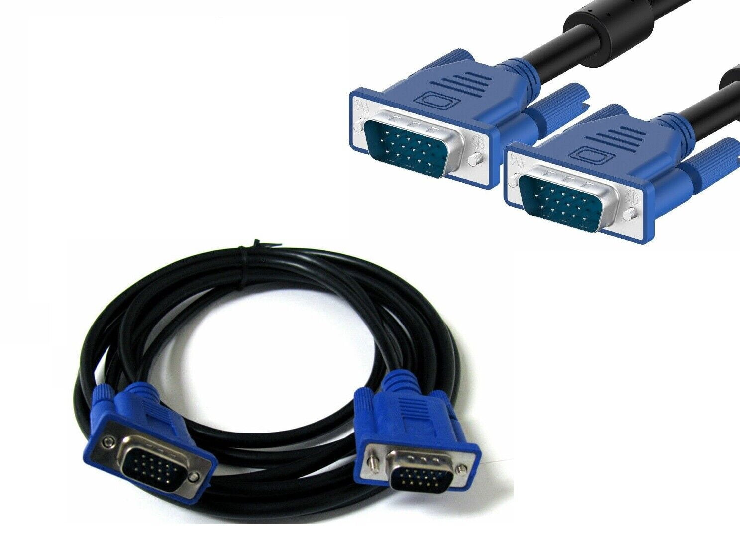 5FT 15 pin VGA to male M/M monitor video cable for PC Laptop TV Blue ...