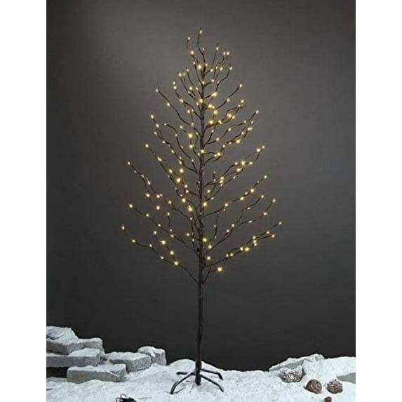 5FT 200L Lighted Star Light Tree,Warm White, Brown Branch Decoration ...