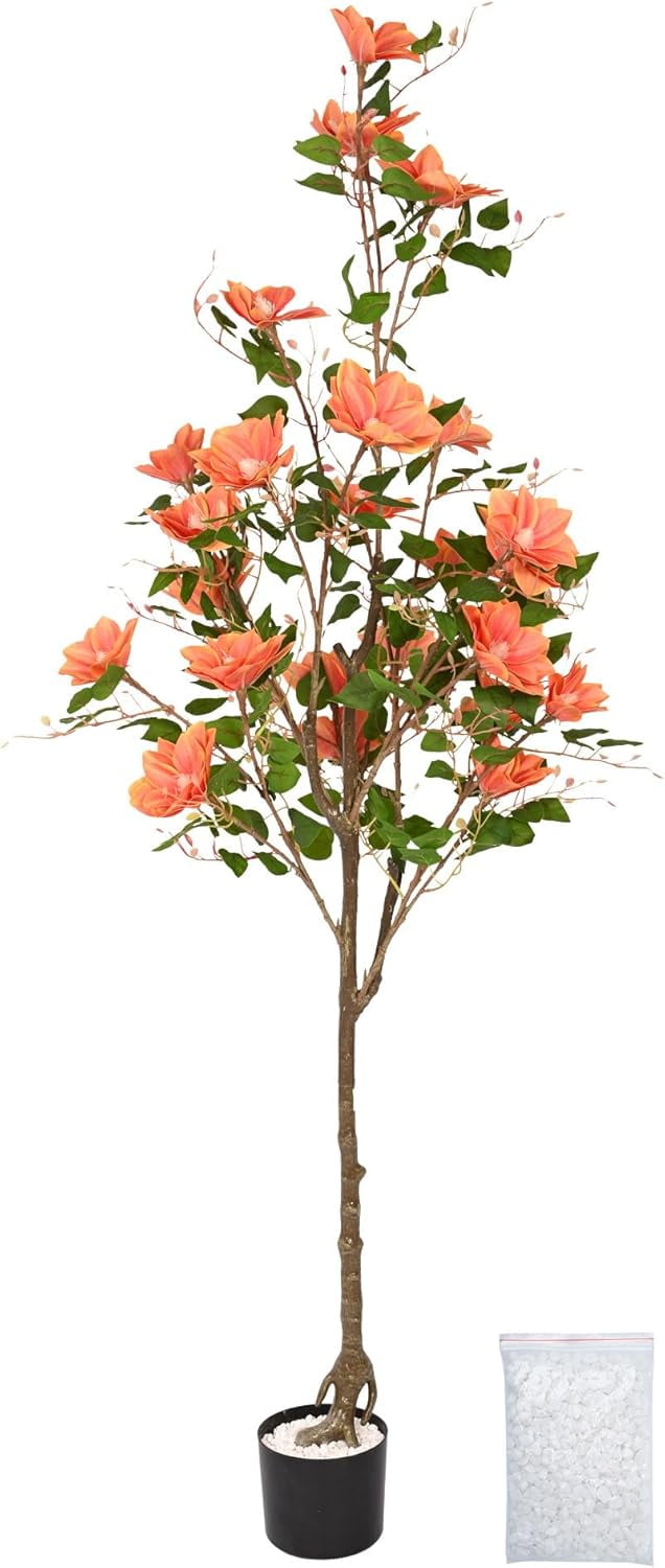 5FT/60IN Artificial Magnolia Tree Faux Floral Tree Tall Fake Outdoor ...