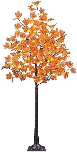 5FT 96LED Artificial Lighted Maple Tree Warm White Halloween Fall ...