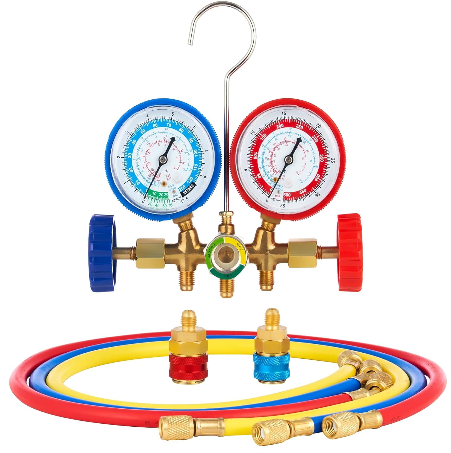 5FT AC Diagnostic Manifold Freon Gauge Set Fits for R134A R12, R22 ...