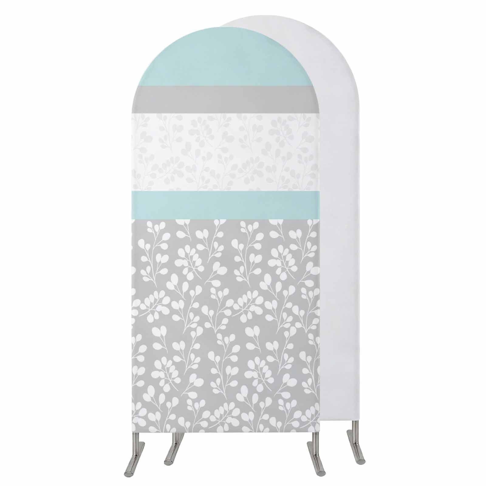 5FT Arch Backdrop Covers, Aqua Grey Wedding Arch Cover Stretchy, Chic ...