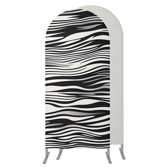 5FT Arch Backdrop Covers, Beige Black Stripe Wedding Arch Cover ...