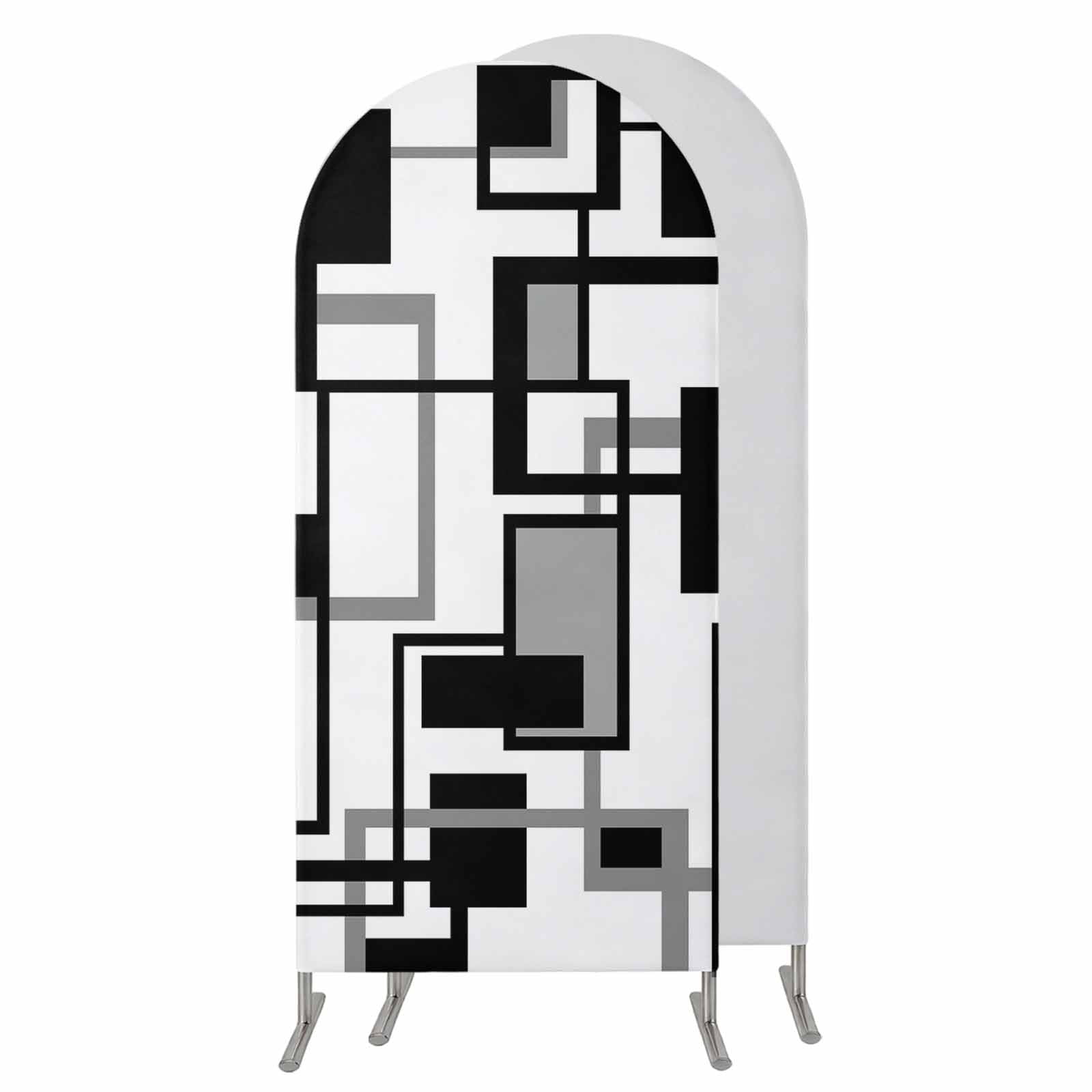 5FT Arch Backdrop Covers, Black Grey Geometric Wedding Arch Cover ...