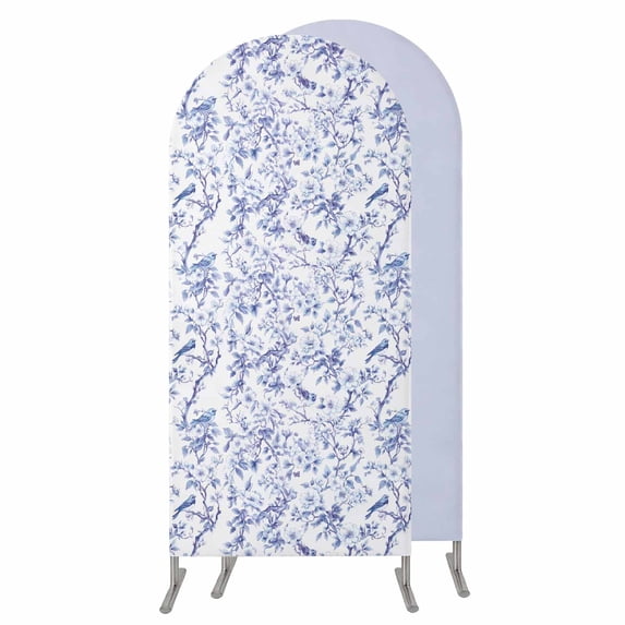 5FT Arch Backdrop Covers, Blue Botanical Wedding Arch Cover Stretchy ...