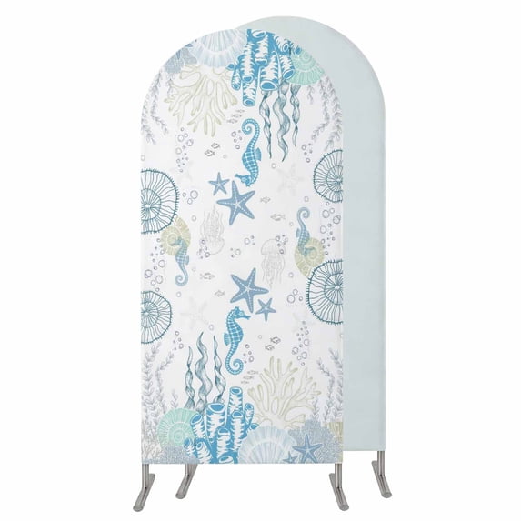5FT Arch Backdrop Covers, Coastal Blue Wedding Arch Cover Stretchy ...