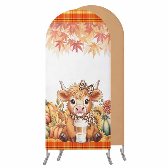 5FT Arch Backdrop Covers, Fall Orange Pumpkins Wedding Arch Cover ...