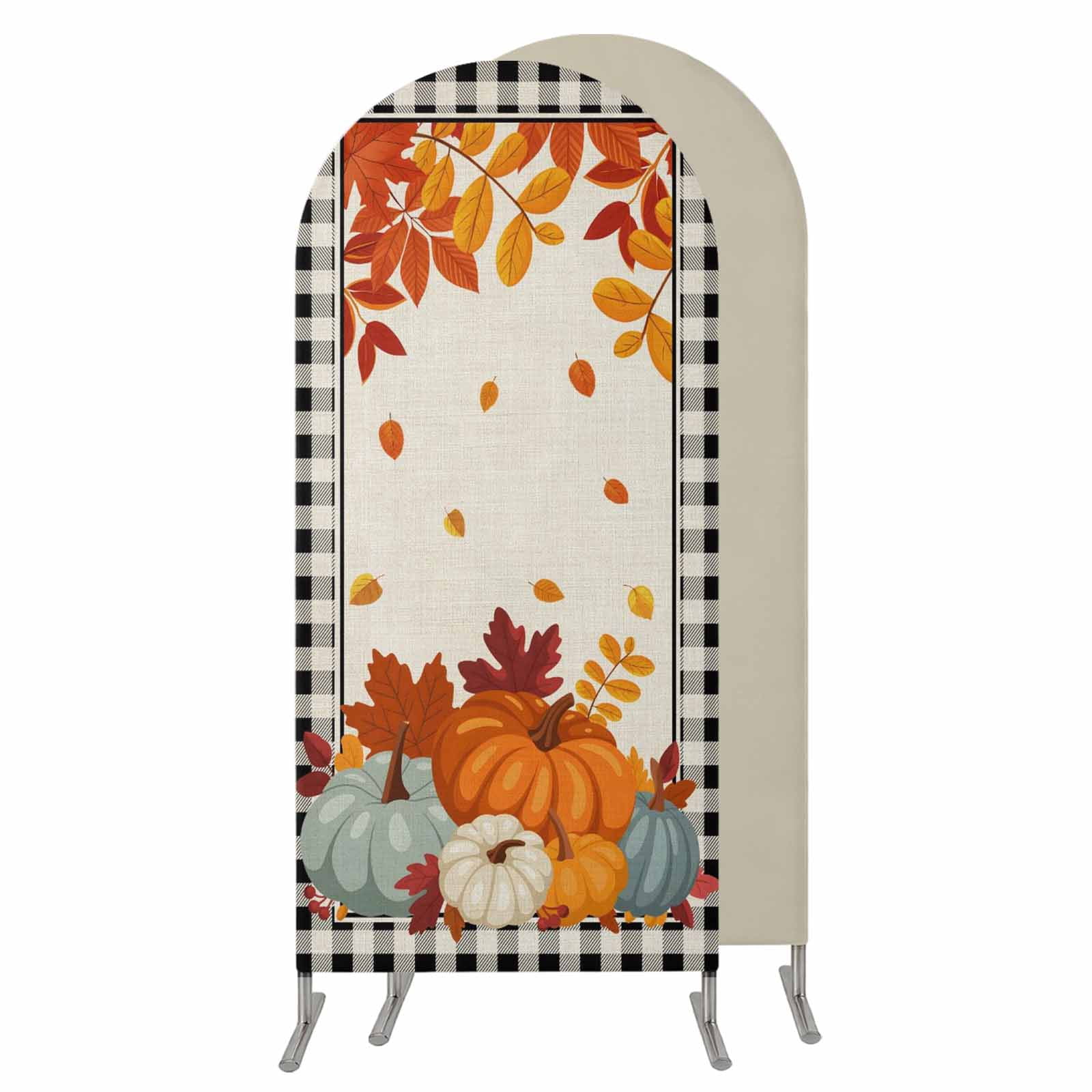 5FT Arch Backdrop Covers, Fall Pumpkins Wedding Arch Cover Stretchy ...