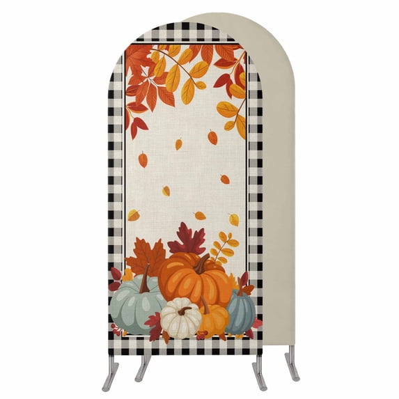 5FT Arch Backdrop Covers, Fall Pumpkins Wedding Arch Cover Stretchy ...