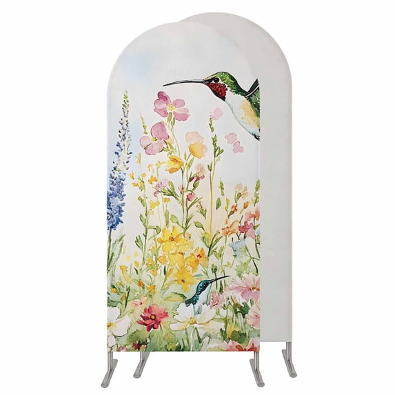5FT Arch Backdrop Covers, Floral Hummingbird Wedding Arch Cover ...