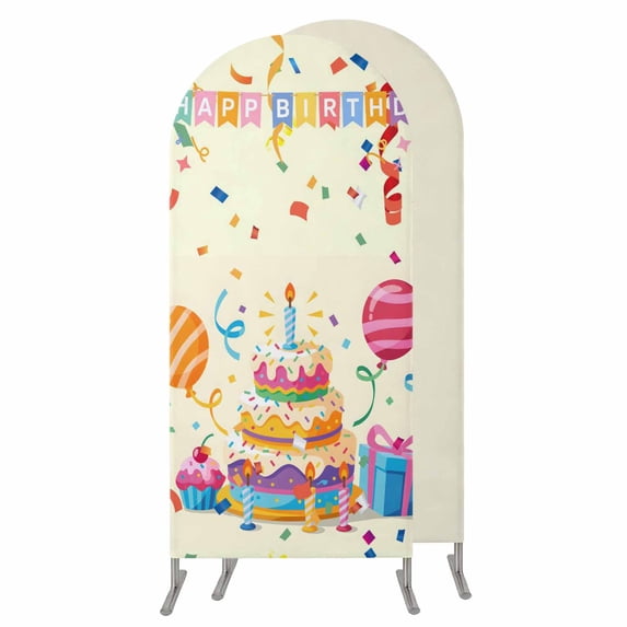 5FT Arch Backdrop Covers, Happy Birthday Cake Wedding Arch Cover ...