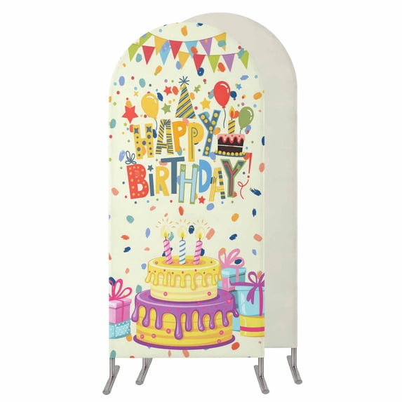 5FT Arch Backdrop Covers, Happy Birthday Wedding Arch Cover Stretchy ...