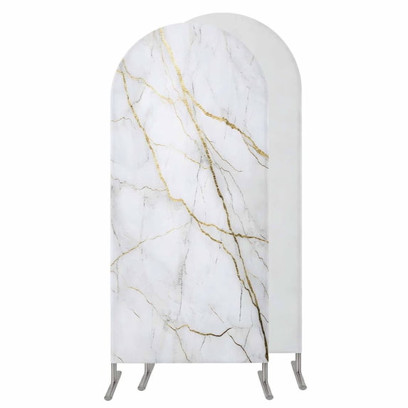 5FT Arch Backdrop Covers, Marble White Wedding Arch Cover Stretchy ...