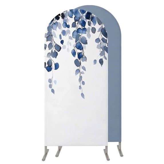 5FT Arch Backdrop Covers, Navy Blue Eucalyptus Leaves Wedding Arch ...