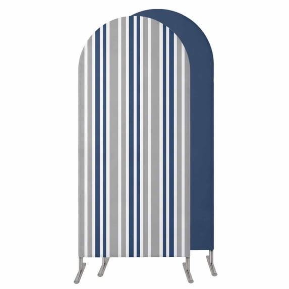 5FT Arch Backdrop Covers, Navy Blue Grey Stripes Wedding Arch Cover ...