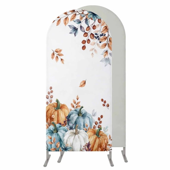 5FT Arch Backdrop Covers, Orange Blue Grey Fall Wedding Arch Cover ...