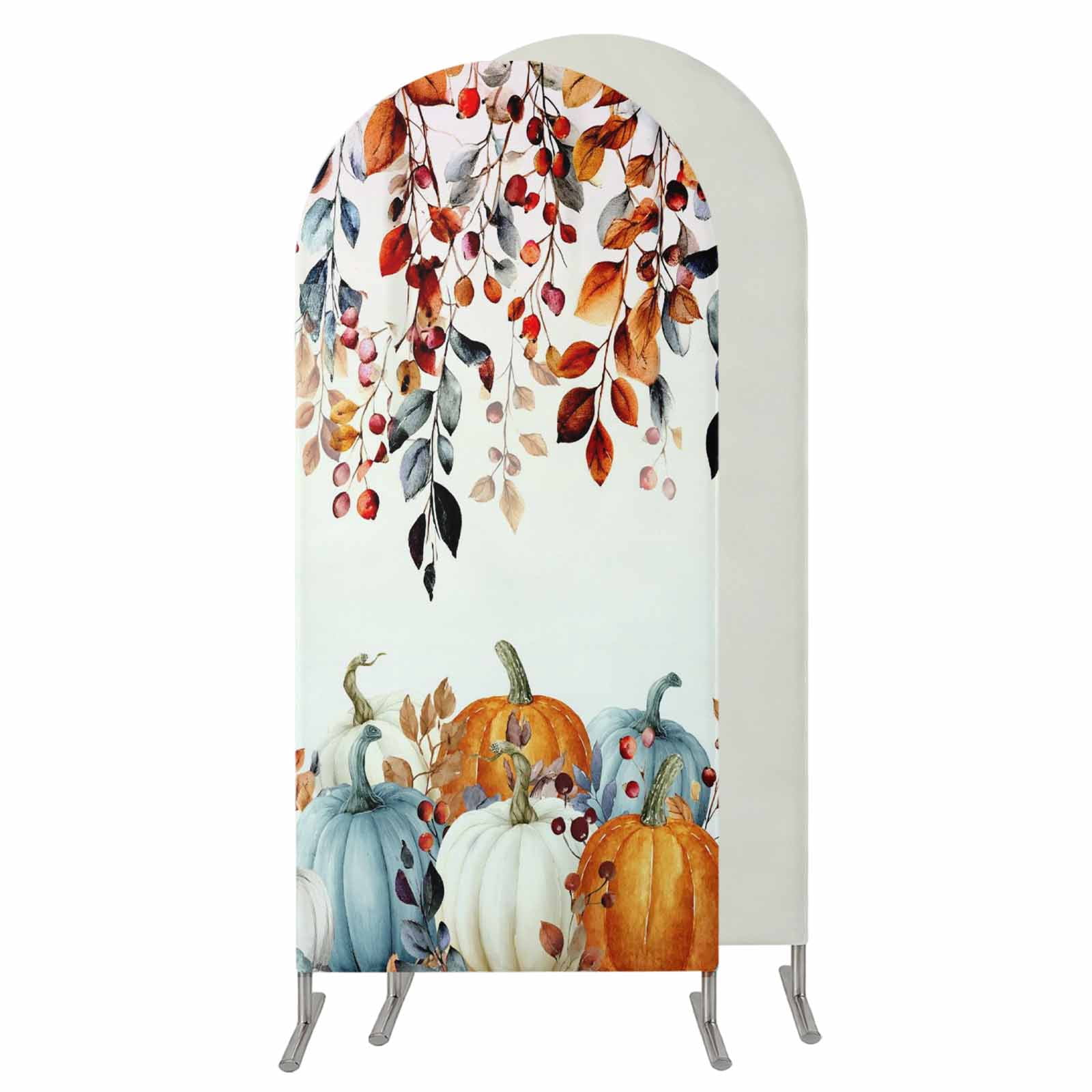 5FT Arch Backdrop Covers, Orange Blue Pumpkin Fall Wedding Arch Cover ...