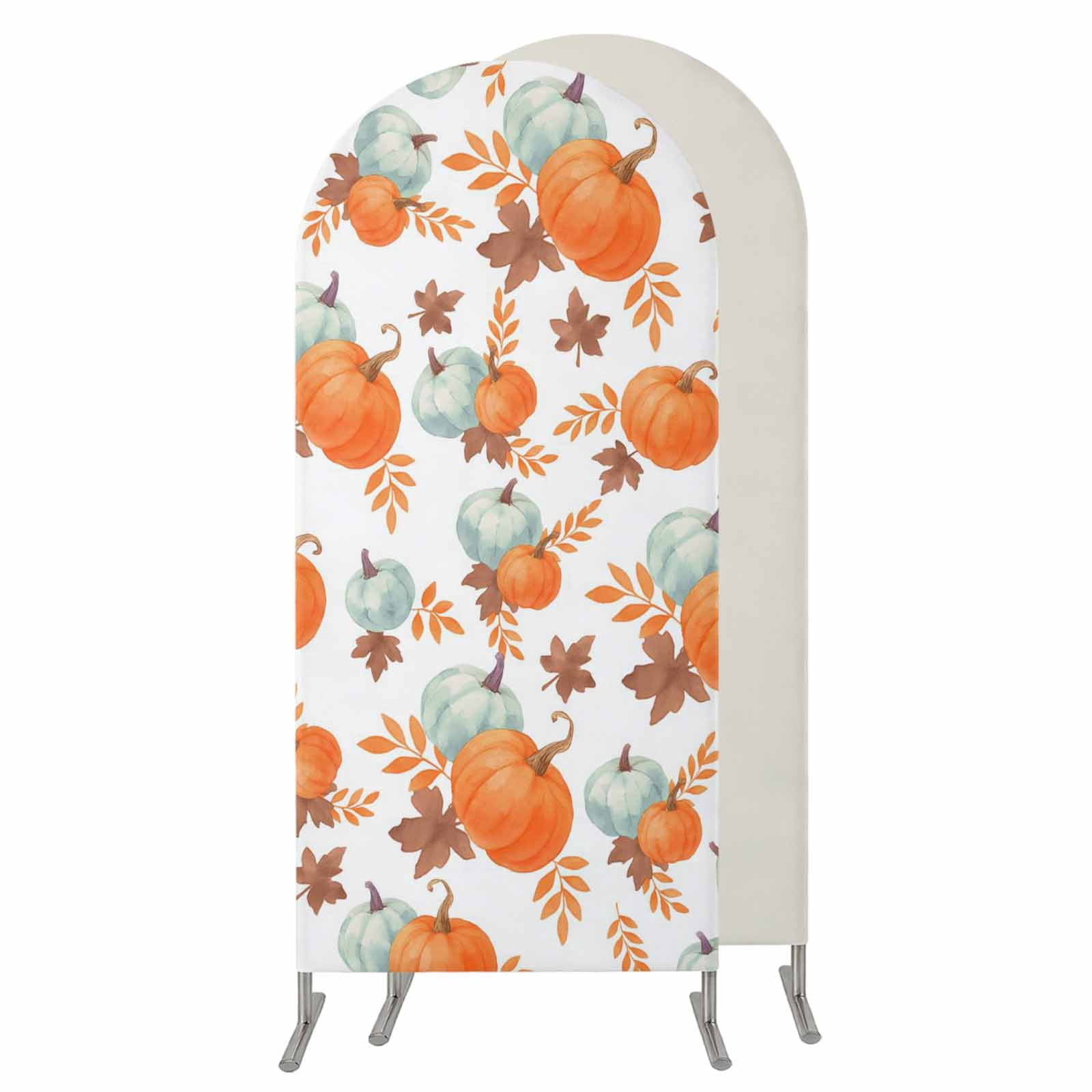 5FT Arch Backdrop Covers, Orange Pumpkin Wedding Arch Cover Stretchy ...