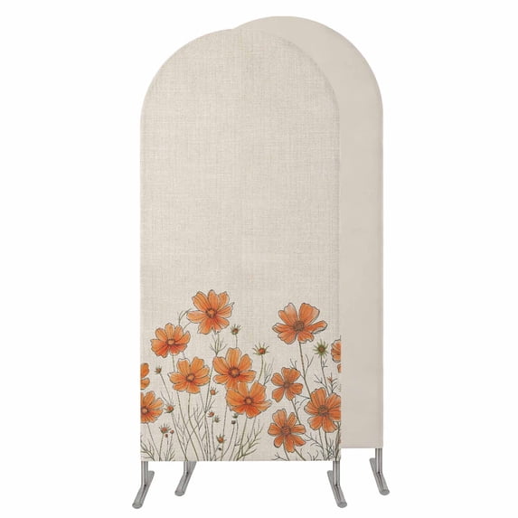 5FT Arch Backdrop Covers, Orange Spring Floral Wedding Arch Cover ...