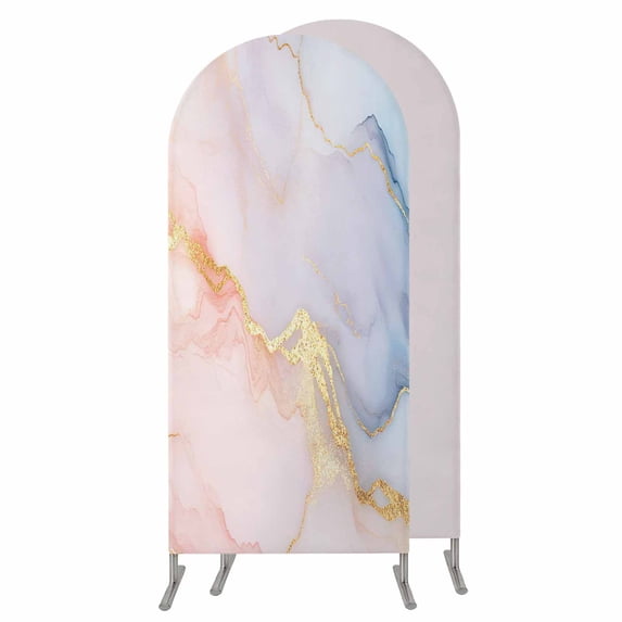 5FT Arch Backdrop Covers, Pink Blue Marble Wedding Arch Cover Stretchy ...