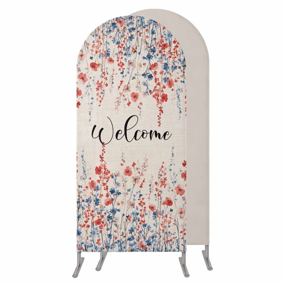 5FT Arch Backdrop Covers, Red Blue Spring Floral Wedding Arch Cover ...