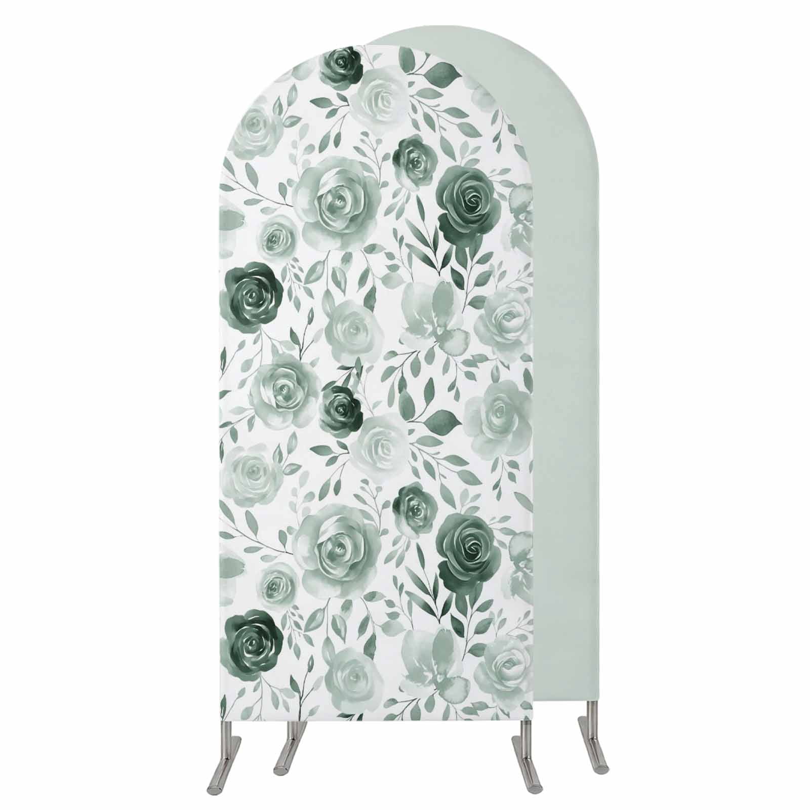 5FT Arch Backdrop Covers, Sage Green Flower Wedding Arch Cover Stretchy ...