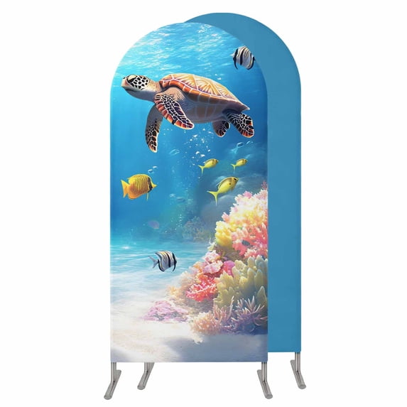 5FT Arch Backdrop Covers, Sea Turtle Coastal Wedding Arch Cover ...