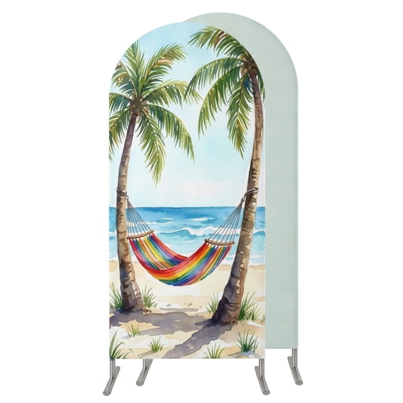 5FT Arch Backdrop Covers, Summer Beach Wedding Arch Cover Stretchy ...